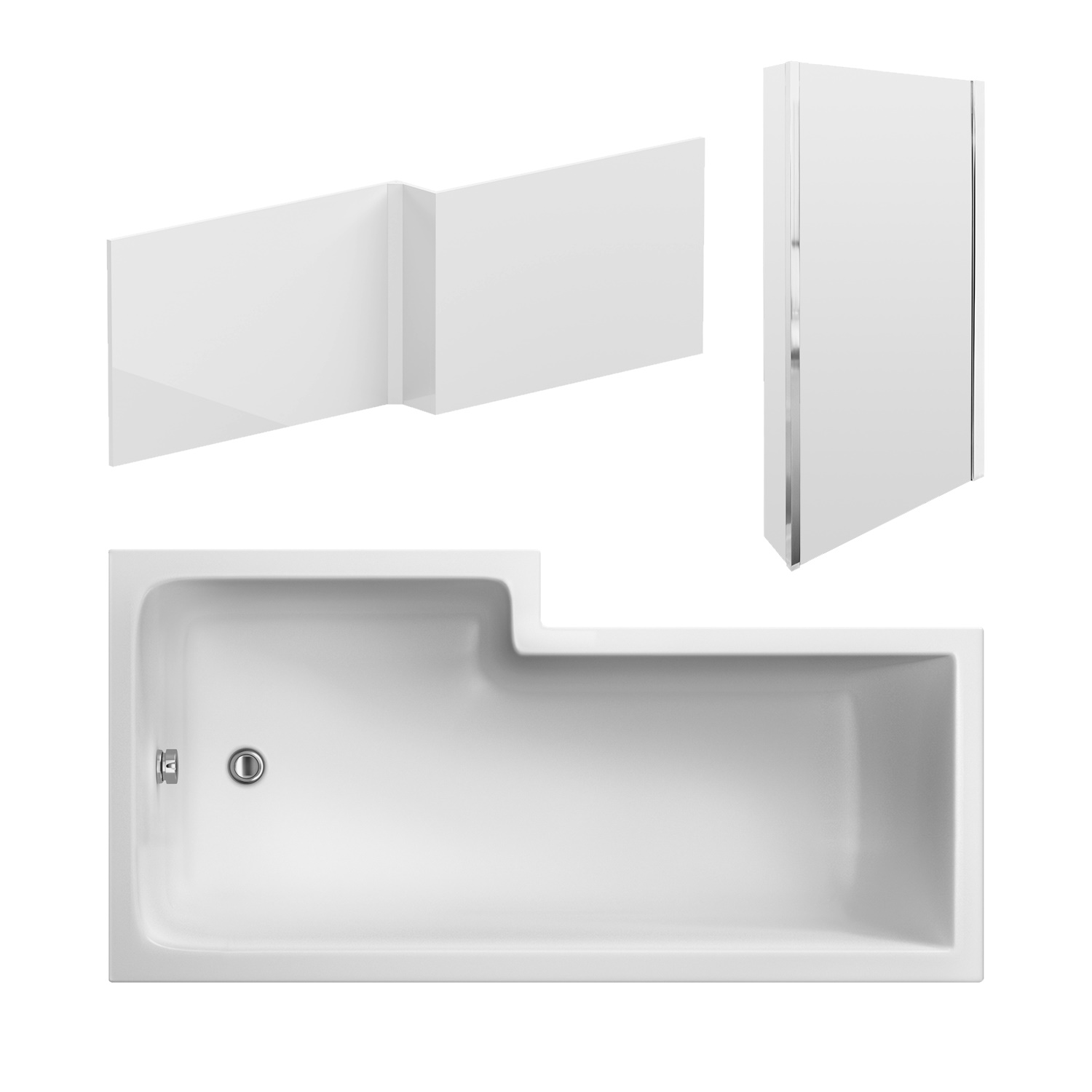1600mm Left/Right Hand Square Shower Bath Set | Aspire Home Interiors